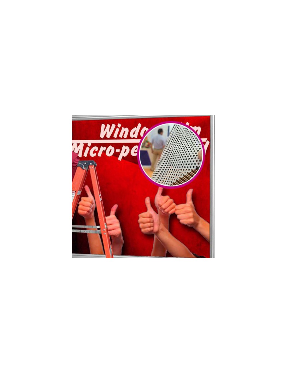 Vinyle micro-perforé publicitaire – impression sur mesure pour vitrines